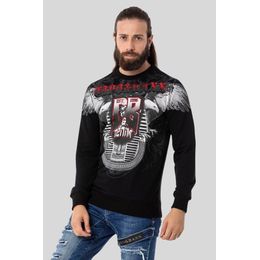Cipo & Baxx CIPO & BAXX Herren T-Shirt "Sweatshirts", schwarz, Gr. XL, bedruckt, 80% Baumwolle, 15% Polyester, 5% Elasthan, Shirts, mit coolem Print