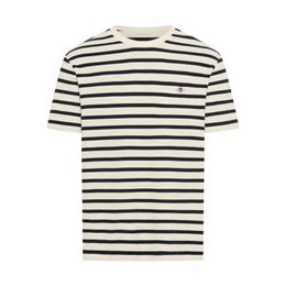 Gant Herren T-Shirt "WAFFLE STRIPE", beige, Gr. S, geringelt, Jersey, Obermaterial: 100% Baumwolle, Shirts, mit Struktur, gestreift, regular fit,
