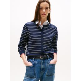 Tommy Hilfiger "CO JERSEY STITCH CARDIGAN" Baumwollmischung, regular fit, Rundhals, goldfarbene Kn&ouml;pfe