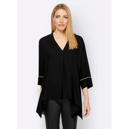 Damen Schlupfbluse, schwarz, Gr. 48, Rick Cardona BY HEINE, unifarben, 100% Viskose, Blusen