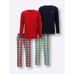 w&auml;schepur Schlafanzug W&Auml;SCHEPUR, Herren, Gr. 48/50, marine, apfel, bedruckt, marine, kirsche, bedruckt, 100% Baumwolle, Homewear-Sets Schlafanzug