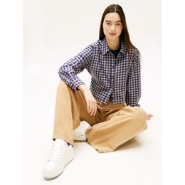 Tommy Jeans Damen Plateausneaker "TJW FLATFORM ESS MU", Gr. 42, wei&szlig;, Leder, Schuhe, Freizeitschuh, Halbschuh, Schn&uuml;rschuh mit Kontrastbesatz