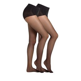 Camano Damen Feinstrumpfhose "Strumpfhose 2er Pack", Gr. 40, schwarz, 81% Polyamid, 19% Elasthan, Strumpfhosen