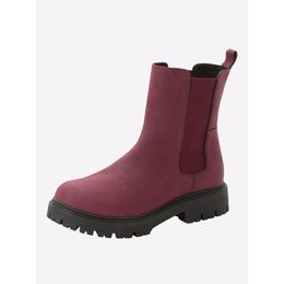 sheego Damen Ankleboots, Gr. 38bordeaux, Lederimitat, Schuhe