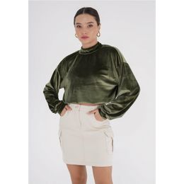 FRESHLIONS Damen Klassische Bluse "Remy", gr&uuml;n, Gr. S, unifarben, 100% Polyester, Blusen, mit Knopfleiste im Nacken