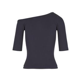 Urban Classics Damen T-Shirt "Urban Classics Ladies Organic Asymmetric Rib Tee"navy, Gr. M, unifarben, 100% Baumwolle, Shirts