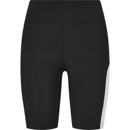 Urban Classics Damen Fahrradhose "Urban Classics Damen Ladies Color Block Cycle Shorts", schwarz-wei&szlig;, Gr. XS, 80% Polyimid, 20% Elasthan, Hosen
