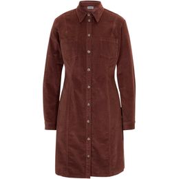 bonprix Damen Hemdblusenkleid, braun, Gr. 34, unifarben, Cord, Obermaterial: 98% Baumwolle, 2% Elasthan, Kleider, f&uuml;r Alltag, aus Baumwolle und