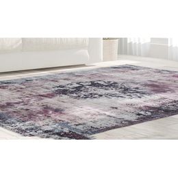 Teppich Calo-deluxe, B:160cm H:9mm L:230cm, grau, Kunstfaser, Wohnzimmer, Teppiche, "Layata 8034", Kurzflor, Wohnzimmer
