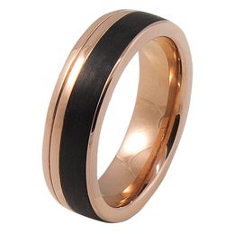 DOOSTI Damen Trauring "Schmuck Geschenk Edelstahl Trauring Ehering Partnerring LIEBE", 66, ohne Zirkonia, Carbon Edelstahl, 6,5mm, rosa, Carbon,