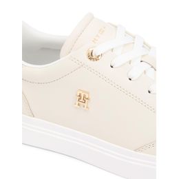 Tommy Hilfiger Damen Plateausneaker "TH CHIC CUPSOLE", Gr. 36, beige, Nappaleder, Schuhe, Freizeitschuh, Halbschuh, Schn&uuml;rschuh mit goldfarbenem