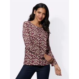 Classic Basics Damen Langarmshirt "Langarm-Shirt", rot, Gr. 52, bedruckt, gebl&uuml;mt, gemustert, mehrfarbig, 100% Baumwolle, Shirts