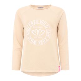 Zwillingsherz Damen Sweatshirt ""Zwillingsherz"", beige, Gr. SM, unifarben mit Farbeinsatz, Sweatware, Obermaterial: 50% Baumwolle, 50% Polyester,