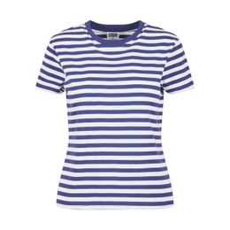 T-Shirt Urban Classics "Urban Classics Damen Ladies Regular Striped Tee", Damen, Gr. 4XL, wei&szlig;, city rot, 100% Baumwolle, gestreift, loose fit, Rundhals, Shirts T-Shirt