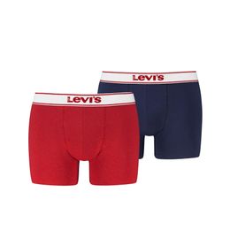 Levi's Boxershorts LEVI'S "LEVIS MEN VNTG HTR BOXER BRIEF 2P", Damen, Gr. XL, rot, navy, Obermaterial: 95% Baumwolle, 5% Elasthan, k&ouml;rpernah, Unterhosen, ohne Eingriff, uni, meliert, Logo-Bund, elastisch