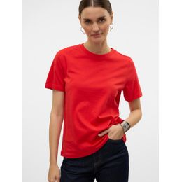 V&eacute;ro Moda VERO MODA Damen Kurzarmshirt "VMPAULINA SS T-SHIRT GA JRS NOOS", rot, Gr. S, unifarben, Jersey, Obermaterial: 100% Baumwolle, Shirts, Baumwolle,