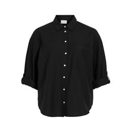 Vila Damen Langarmbluse "VIPRISILLA L/S LOOSE SHIRT - NOOS", schwarz, Gr. 44, unifarben, Web, Obermaterial: 50% Viskose, 40% Baumwolle, 10% Leinen,