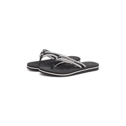 Tommy Hilfiger Damen Zehentrenner "TH WEBBING SUMMER SANDAL", Gr. 37schwarz, wei&szlig;, Textil, unifarben mit Farbeins&auml;tzen, Basic, Schuhe, Sommerschuh,