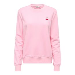 Only Damen Sweatshirt "ONLADELLE L/S O NECK UB CS SWT"romance rose print:adelle cherry, Gr. L, unifarben, Sweatware, Obermaterial: 60% Baumwolle, 40%