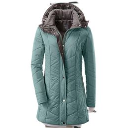 Casual Looks Damen Steppjacke, gr&uuml;n, Gr. 38, gemustert, mehrfarbig, unifarben, 100% Polyester, Jacken