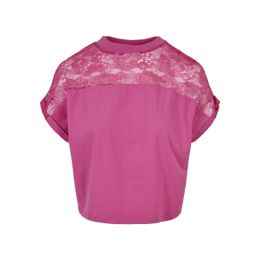 Kurzarmshirt Urban Classics "Urban Classics Damen Ladies Short Oversized Lace Tee", Damen, Gr. 4XL, brightviolet, 95% Baumwolle, 5% Elasthan, unifarben, oversize, Rundhals, Shirts