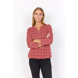 soyaconcept Damen Shirtbluse "SC-FELICITY AOP 519", rot, Gr. S, gemustert, Web, Obermaterial: 50% Baumwolle, 50% Viskose, Blusen