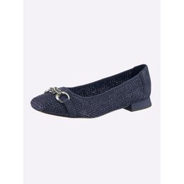 Ballerina Caprice, Damen, Gr. 38, marine, Leder, Textil, Basic, Schuhe Ballerina