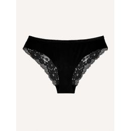 Passionata Damen Slip, Gr. 38schwarz, Microfaser, Obermaterial: 90% Polyamid, 10% Elasthan, Unterhosen, mit floraler Spitze, elegant, elastisch,