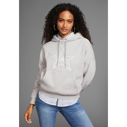 Kangaroos Damen Kapuzensweatshirt, grau, Gr. 36, Sweatware, Obermaterial: 80% Baumwolle, 20% Polyester, Sweatshirts, mit Stern-Print