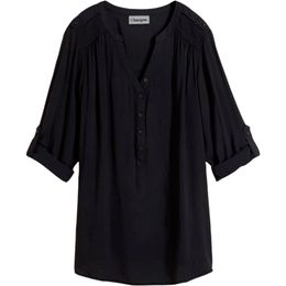 bonprix Damen Tunika "Tunikabluse aus softer Viskose", schwarz, Gr. 40, Obermaterial: 100% Viskose, Tuniken, Casual Stil, Regular Fit, mit Rundsaum,