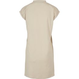 Urban Classics Damen Shirtkleid "Urban Classics Damen Ladies Turtle Extended Shoulder Dress", beige, Gr. XS, unifarben, 100% Baumwolle, Kleider