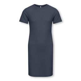 KIDS Only M&auml;dchen Strickkleid "KOGNELLA S/S DRESS VD JRS", blau, Gr. 134, unifarben, Jersey, Obermaterial: 65% Polyester, 30% Viskose, 5% Elasthan,