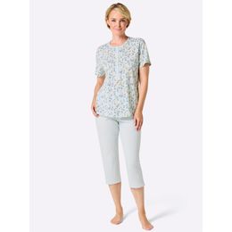 Comtessa Damen Capri-Pyjama, Gr. 36kalkmint, bedruckt, 100% Baumwolle, Homewear-Sets