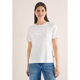 Print-Shirt Cecil, Damen, Gr. L (42), vanillewei&szlig;, Web, 50% Baumwolle, 50% Modal, bedruckt, comfort fit normal, U-Boot-Ausschnitt, abgesteppt, Shirts, Jersey
