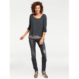 Damen Longbluse, gr&uuml;n, Gr. 44, Rick Cardona BY HEINE, bedruckt, gemustert, 100% Polyester, Blusen