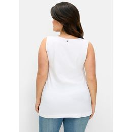 sheego Damen Tanktop, wei&szlig;, Gr. 54, unifarben, 95% Baumwolle, 5% Elasthan, Tops