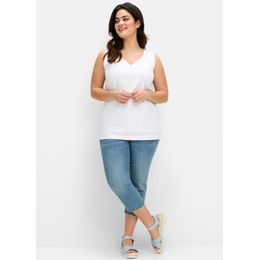 sheego Damen Tanktop, wei&szlig;, Gr. 40, unifarben, 95% Baumwolle, 5% Elasthan, Tops