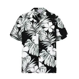 Pacific Legend Button Up Shirt 'Palmenbl&auml;tter' male Black, White size XL