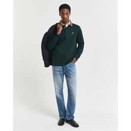 Gant Herren Langarm-Poloshirt "CORD COLLAR HEAVY RUGGER", gr&uuml;n, Gr. S, Jersey, Obermaterial: 100% Baumwolle, Shirts, Cordkragen, regular fit,