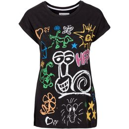 bonprix Damen T-Shirt "T-Shirt bedruckt", schwarz, Gr. 36, Obermaterial: 50% Baumwolle, 50% Viskose, Shirts, leicht taillierter Schnitt, Regular fit,