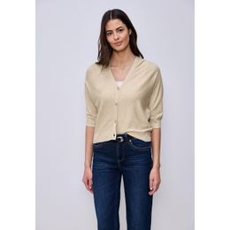 Street One Damen Strickjacke, beige, Gr. 46, unifarben, Stoff, 78% Viskose, 22% Polyamid, Strickjacken, mit V-Ausschnitt