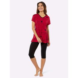 Damen Schlafanzug, Gr. 36, rot, 100% Baumwolle, Unterteil:95% Baumwolle, 5% Elasthan, Homewear-Sets