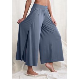 Lascana Damen Haremshose, Gr. 40, blau, Single Jersey, Obermaterial: 93% Polyester, 7% Elasthan, unifarben, Hosen, mit &uuml;berlappenden Seitenn&auml;hten