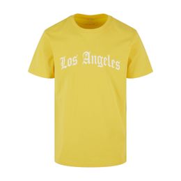 T-Shirt MisterTee "MisterTee Herren Los Angeles Wording Tee", Jungen, Gr. S, gelb (taxigelb), 100% Baumwolle, bedruckt, normal, Rundhals, Shirts T-Shirt