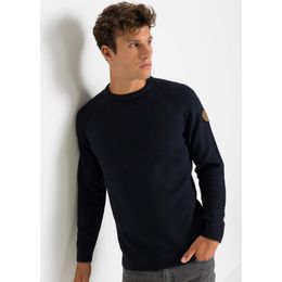 bonprix Herren Strickpullover, blau, Gr. 52, unifarben, Strick, Obermaterial: 70% Baumwolle, 30% Polyester, Pullover, tolle Baumwollmischung, mit