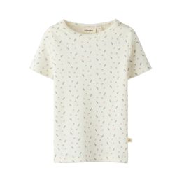 T-Shirt LIL' ATELIER "NMFGAGO SS SLIM TOP LIL NOOS", M&auml;dchen, Gr. 104, coconut milk aop:small flower, Jersey, Obermaterial: 57% Baumwolle, 38% Lyocell, 5% Elasthan, bedruckt, slim fit normal, Rundhals, Shirts T-Shirt, Baumwollmischung, Druck, Kurzarm