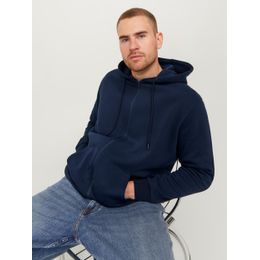 Jack & Jones PlusSize Herren Kapuzensweatjacke "JJEBRADLEY mit Kapuze und weichem Innenmaterial", blau, Gr. 6XL, JACK & JONES PLUSSIZE, unifarben, angeraute Sweatware,