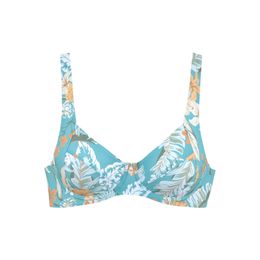 Sunseeker Damen B&uuml;gel-Bikini-Top "Suva", blau, Gr. 44, floral, Polyamid, Bikini-Oberteile, mit breiten Tr&auml;gern