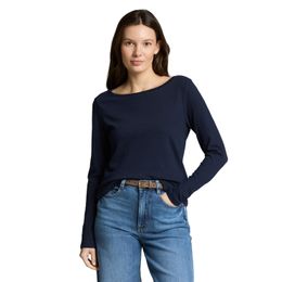 Tom Tailor Damen Langarmshirtsky captain blau, Gr. XXL, unifarben, Single Jersey, Obermaterial: 100% Baumwolle, Shirts, unifarben