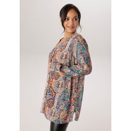 ANISTON PLUS Damen Longbluse, bunt, Gr. 48, Paisley, Web, Obermaterial: 100% Viskose, Blusen, mit farbharmonischen Paisleydruck